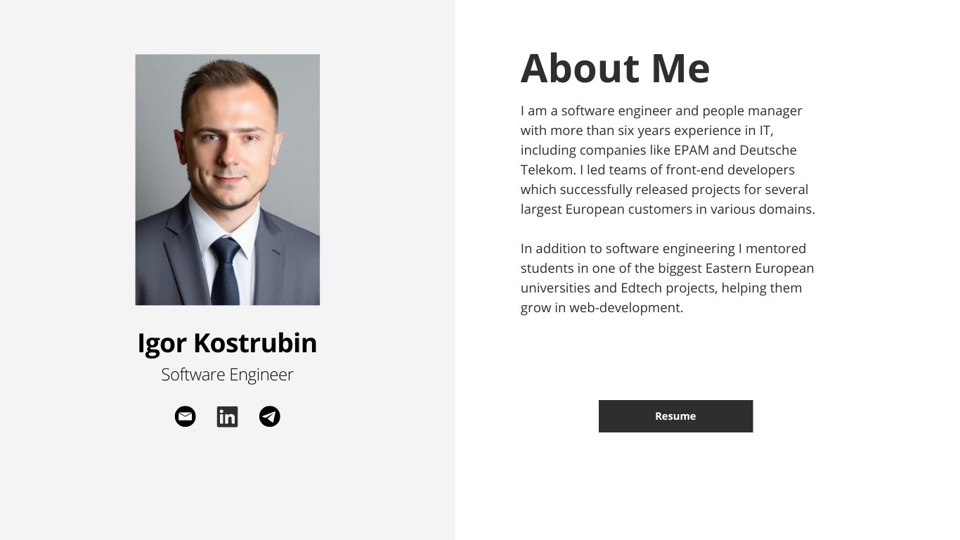 Igor Kostrubin — Frontend Developer